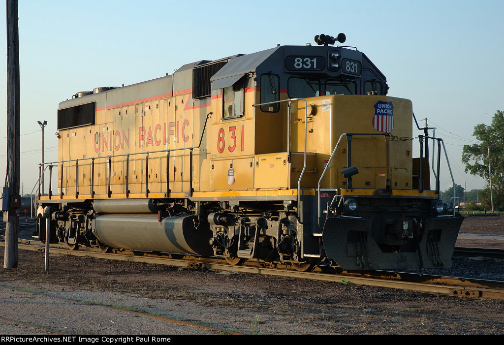 UP 831, EMD GP38-2, ex MP 2331, at the Bluffs Yard